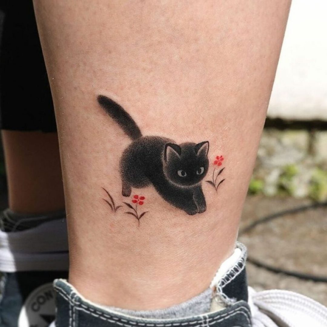 Katzen Tattoo Fuss