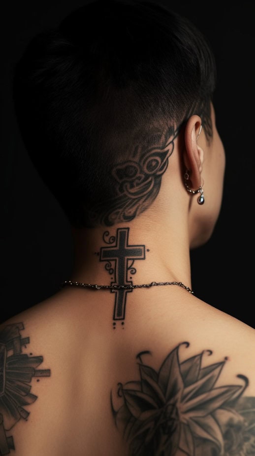 Kreuz Tattoo Am Hals