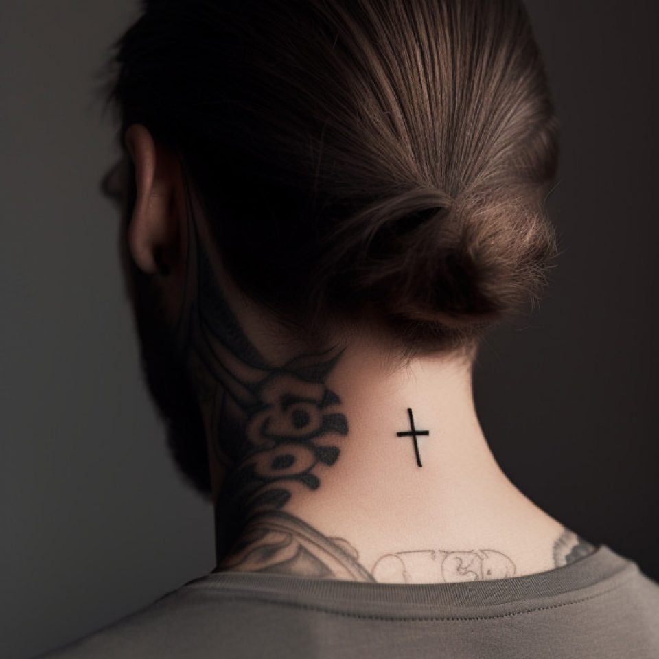 Kreuz Tattoo Am Hals